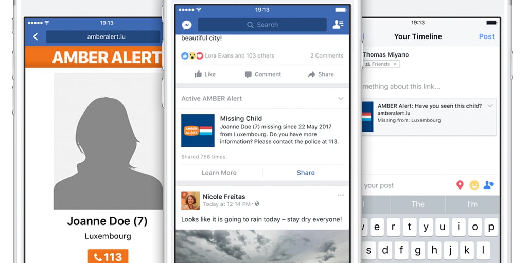 Facebook teams up with AMBER Alert Luxembourg for missing children ...